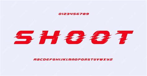 슈터 게임 글꼴 알파벳 스포티한 기울어진 문자 박차 세리프가 있는 속도 로고 타이포그래피 멋진 로고 헤드라인 음악 영화 표지 디자인 빨간색 유형 벡터 조판을 위한 기울임꼴
