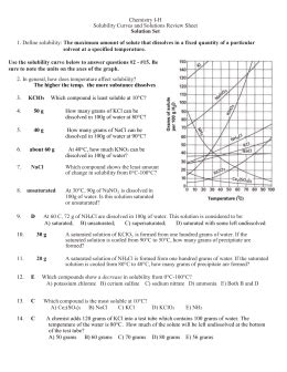 Solubility Curve Practice Problems Worksheet Answers