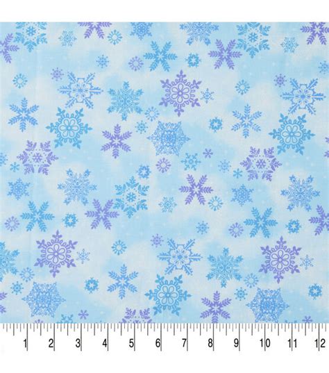 Fabric Traditions Blue Purple Snowflake Christmas Glitter Cotton Fabric
