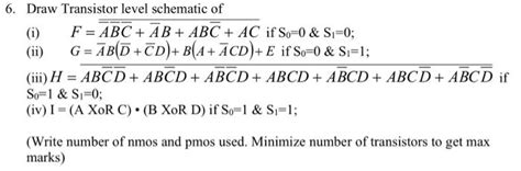 Solved Draw Transistor Level Schematic Of I Chegg