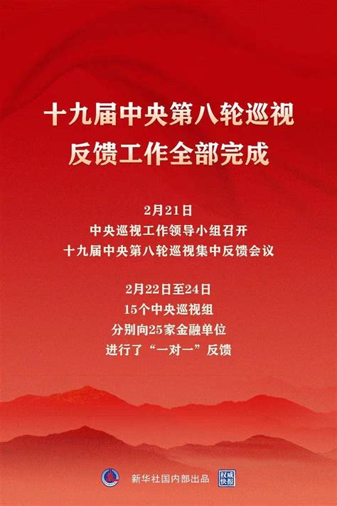 权威快报丨十九届中央第八轮巡视反馈工作全部完成整改金融单位问题