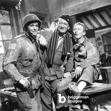 John Wayne And Red Buttons On Set Of Film The Longest Day 1962 Bw Photo