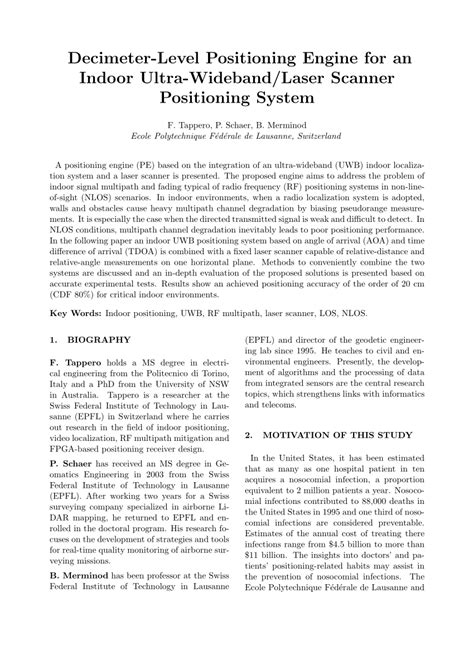 PDF Decimeter Level Positioning Engine For An Indoor Ultra Wideband