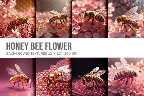 3d Honey Bee Comb Flower Backgrounds Set Afbeelding Door Lalunashop