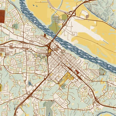 Jefferson City Missouri Map Print In Woodblock — Jace Maps