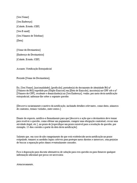 Modelo Básico De Notificação Extrajudicial Pdf