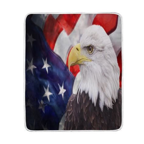 American Flag Patriotic Bald Eagle Blanket Soft Warm Cozy Bed Couch