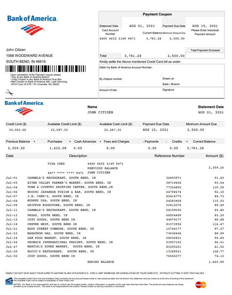 Bank Of America Version 5 Template 100 Free