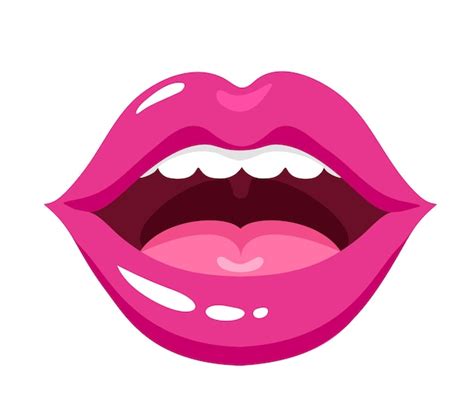 Premium Vector Sexy Red Female Lips Red Lipstick Mouth With Slightly