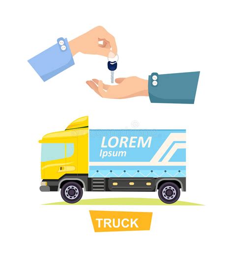 Hand Passing Key Process Of Buying Renting Truck Stock Vector