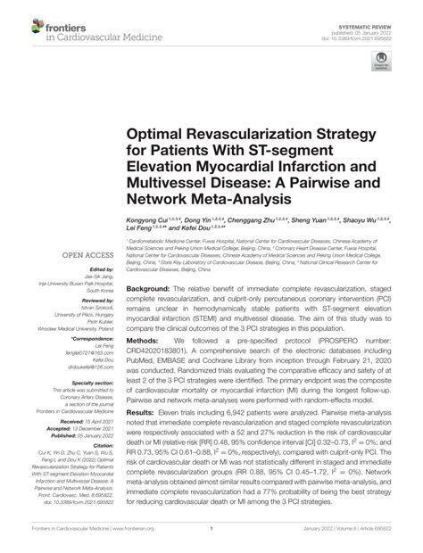 Pdf Optimal Revascularization Strategy For Patients With St Segment Elevation Myocardial