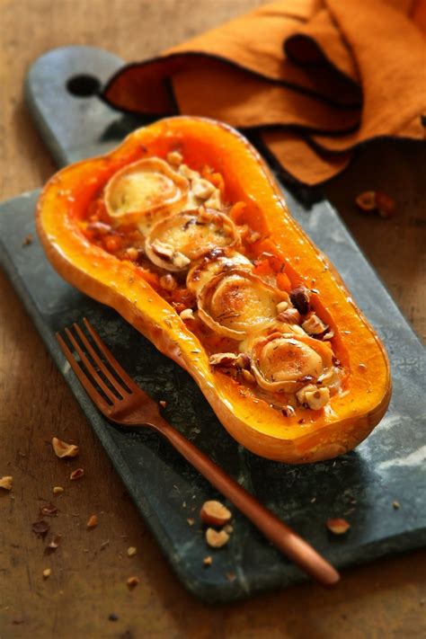 Courge butternut rôtie au chèvre mascarpone et noisettes