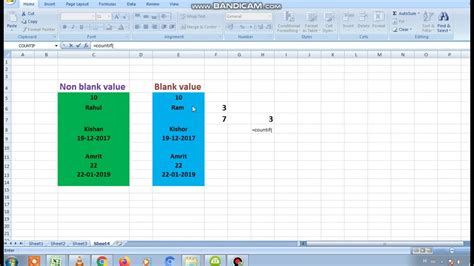 count blank cell and count non blank cell in excel explain hindi youtube