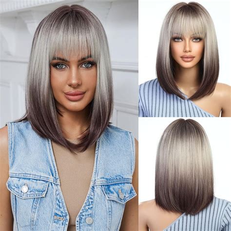 Kome Short Bob Wigs For Womenombre Blonde Brown Highlight