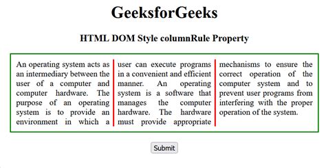 Html Dom Style Columnrule Property Geeksforgeeks