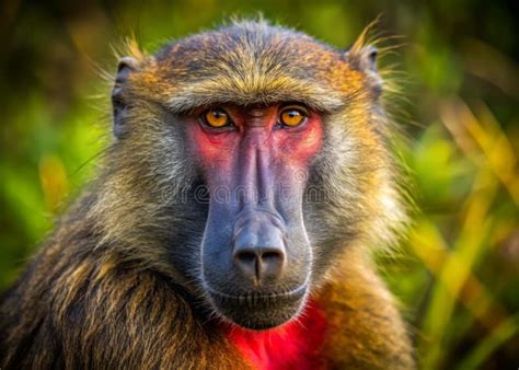 A Striking Close Up Of A Baboon With Its Distinctive Red Rear In The