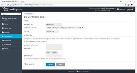 Plesk Mssql Oluşturma Tr