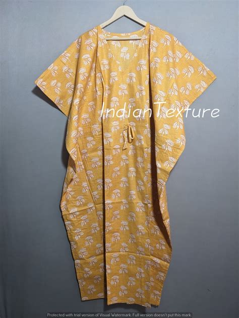 Cotton Kaftan Indian Floral Kaftan Long Caftandress For To Etsy
