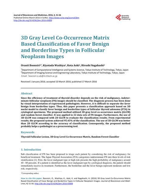 Pdf 3d Gray Level Co Occurrence Matrix Based Classification Of Favor