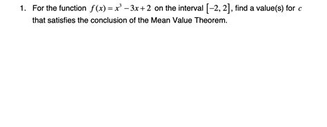 Solved 1 For The Function F X X3−3x 2 On The Interval