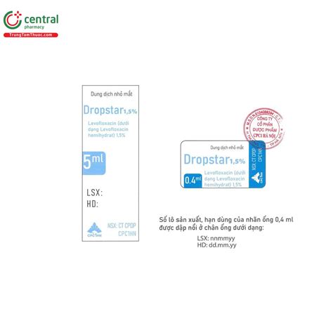 Thuốc Dropstar 1 5 Levofloxacin điều Trị Nhiễm Khuẩn Loét Giác Mạc