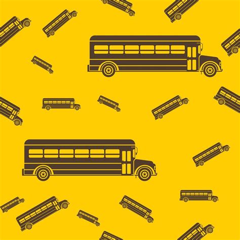 Editable Flat Monochrome School Bus Vector Illustration Seamless
