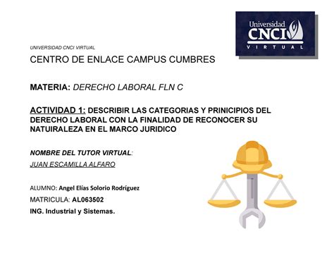 Actividad 1 Derecho Laboral UNIVERSIDAD CNCI VIRTUAL CENTRO DE ENLACE