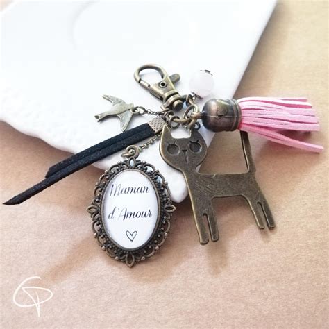 Bijou De Sac Super Maman Chat Rose Cadeau Artisanal Original