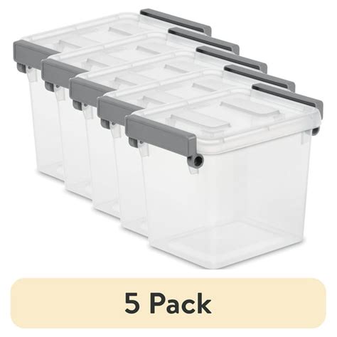 5 Pack Sterilite 2 5 Qt Modular Latch Box Plastic Titanium