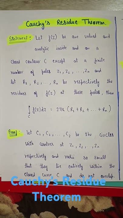 Cauchys Residue Theorem Complex Analysis Youtube