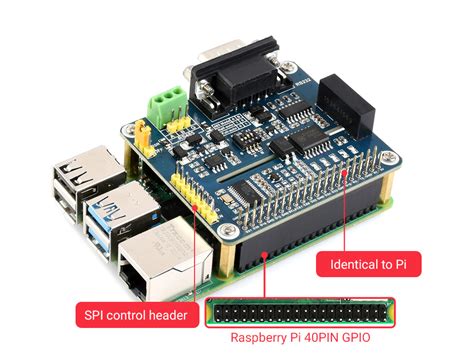 Isolated Rs485 Rs232 Expansion Hat For Raspberry Pi Spi Control Ws 21648