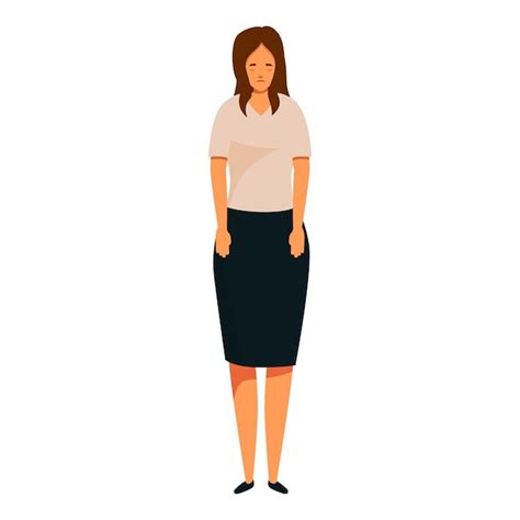 Premium Vector Sad Office Worker Woman Standing Looking Down Illustration