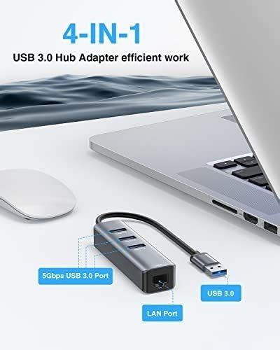 Adaptador Usb 30 A Ethernet Cakitte 3 Puertos Usb 30 Hub Envío Gratis