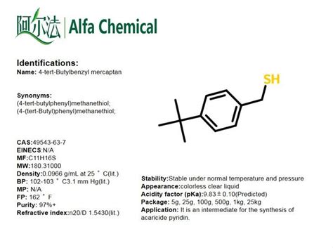 China Tert Butylbenzyl Mercaptan CAS Manufacturers Free Sample Alfa Chemical