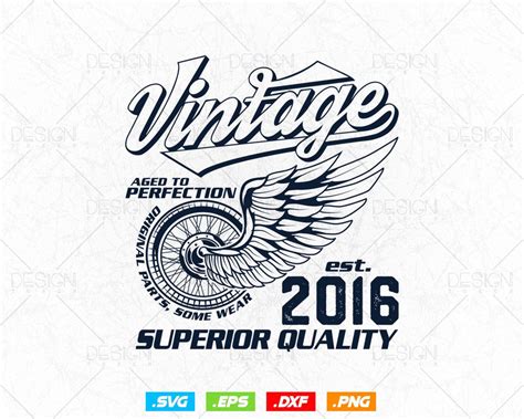 Aged To Perfection Vintage 8th Birthday Svg Png Vintage 2016 Original Parts Svg Retro Style