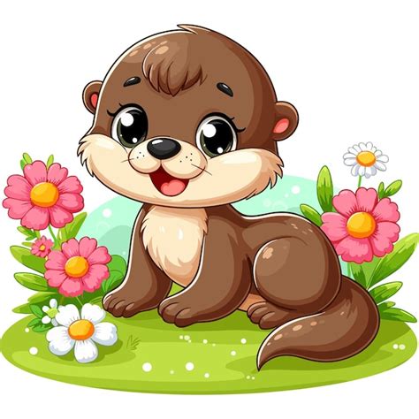 Cute Otters Vector Cartoon Illustration Premium Ai Generated Vector