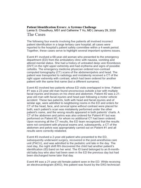 Article Patient Identification Errors Pdf Ct Scan Patient