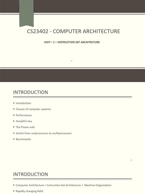 Cs23402 Computer Architecture Unit 1 Pdf Computer