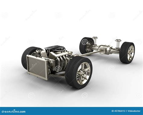 Car Chassis With Engine Stock Image 45786415
