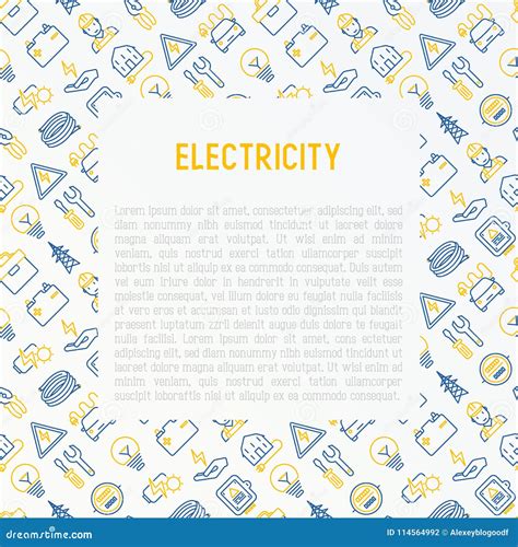 Electricity Concept With Thin Line Icons Stock Vector Illustration Of Concept House 114564992