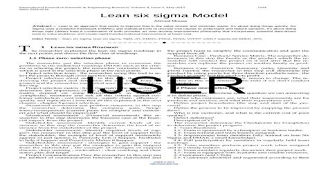 EAN SIX SIGMA ROADMAP IJSER Lean Six Sigma Model JIT DMAIC