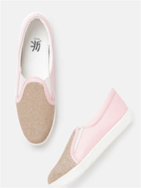 Buy Yk Girls Rose Gold Toned And Pink Colourblocked And Shimmer Slip On