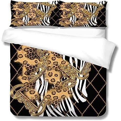 Housse de couette Impression 3D Luxe Léopard Marque 220x260cm