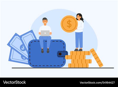 Man With Laptop On Wallet And Woman Holding Large Vector Image