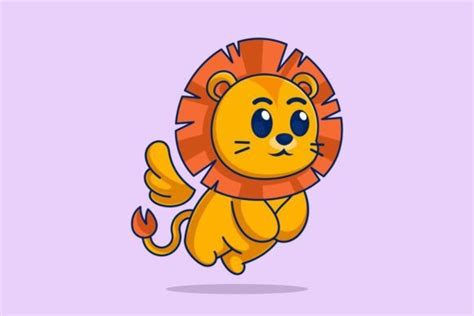 Cute Lion Angel Cartoon Design Graphic By Wawadzgn · Creative Fabrica