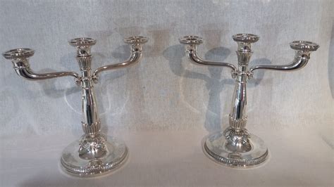 Paire de chandeliers en argent massif Cardeilhac XXe siècle N