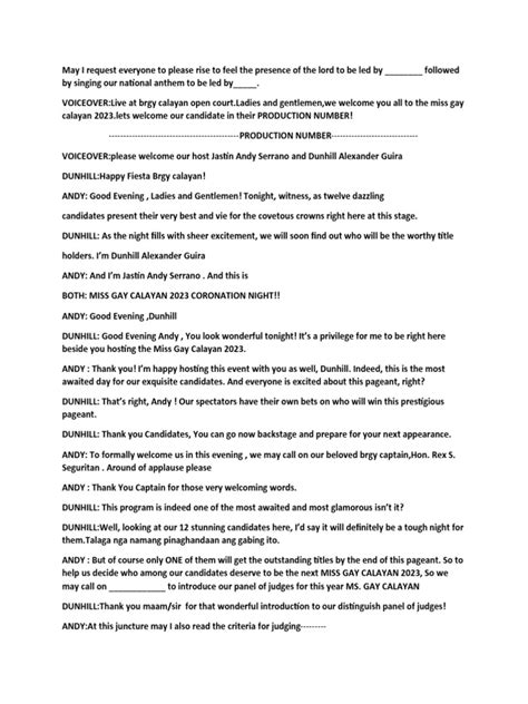 Miss Gay Script Pdf