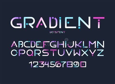 Alfabeto InglÃs Letras Degradadas DÃgitos Vectoriales Ilustración del Vector Ilustración