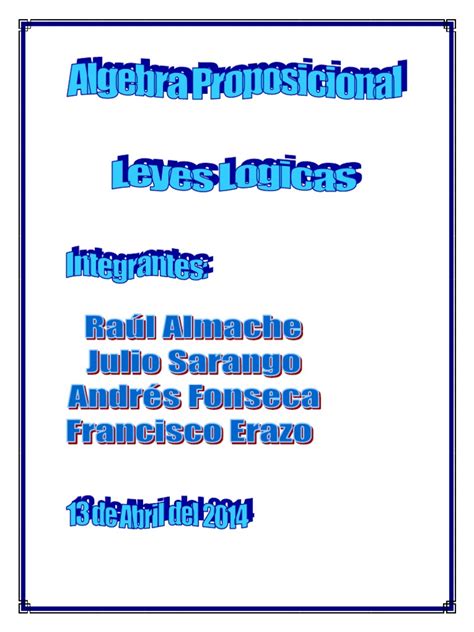 Pdf Algebra Proposicional Leyes Logicasdocx Dokumentips