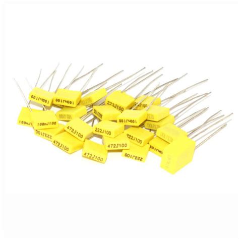 50pcs Correction Capacitor Kit 10 Value Polypropylene Safety Plastic Film Capacitor Kit 100v 1nf